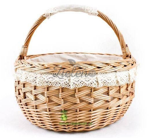Koszyk wiklinowy z koronką | Wiklina \ Koszyki ozdobne